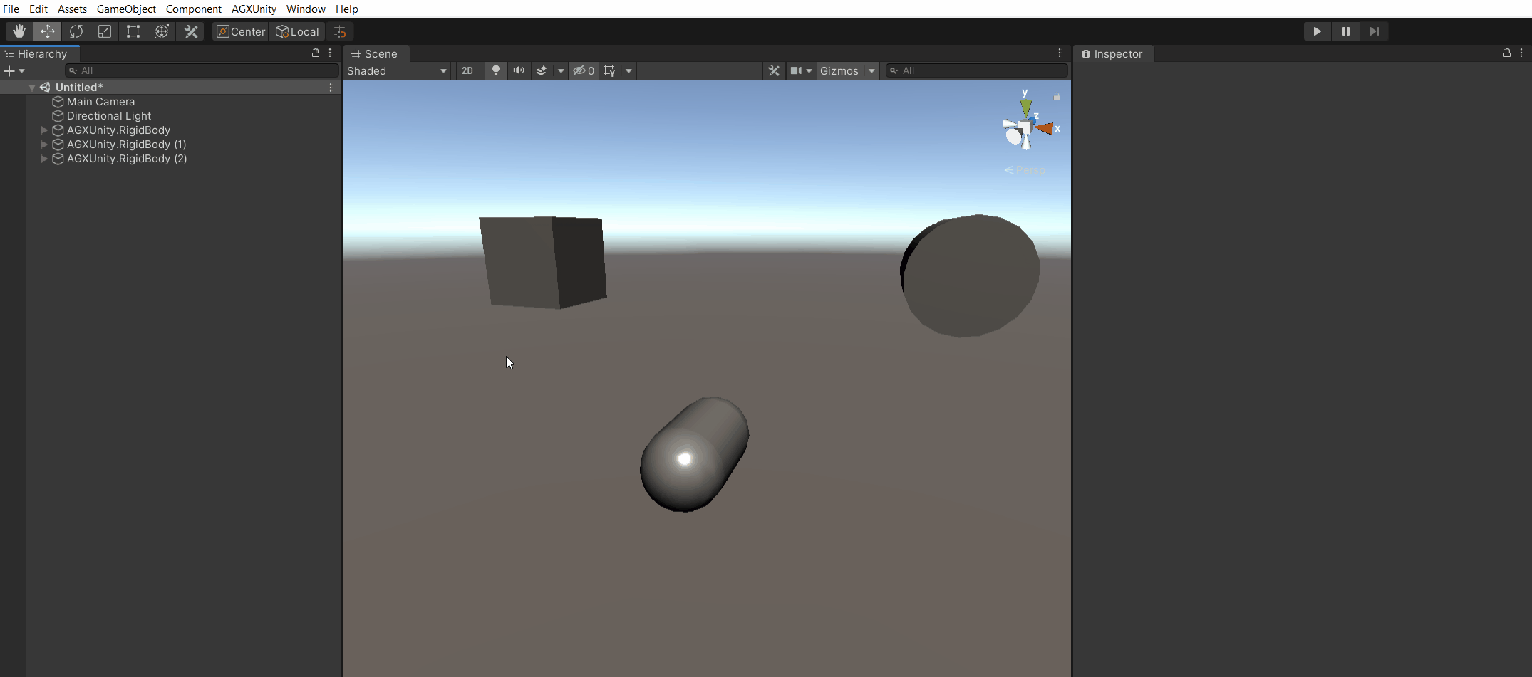 2. Editor Interface — AGX Dynamics for Unity documentation